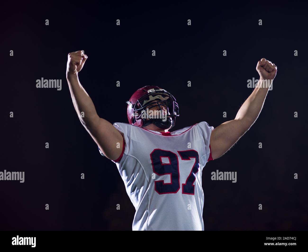 american football player celebrating after scoring a touchdown Stock ...