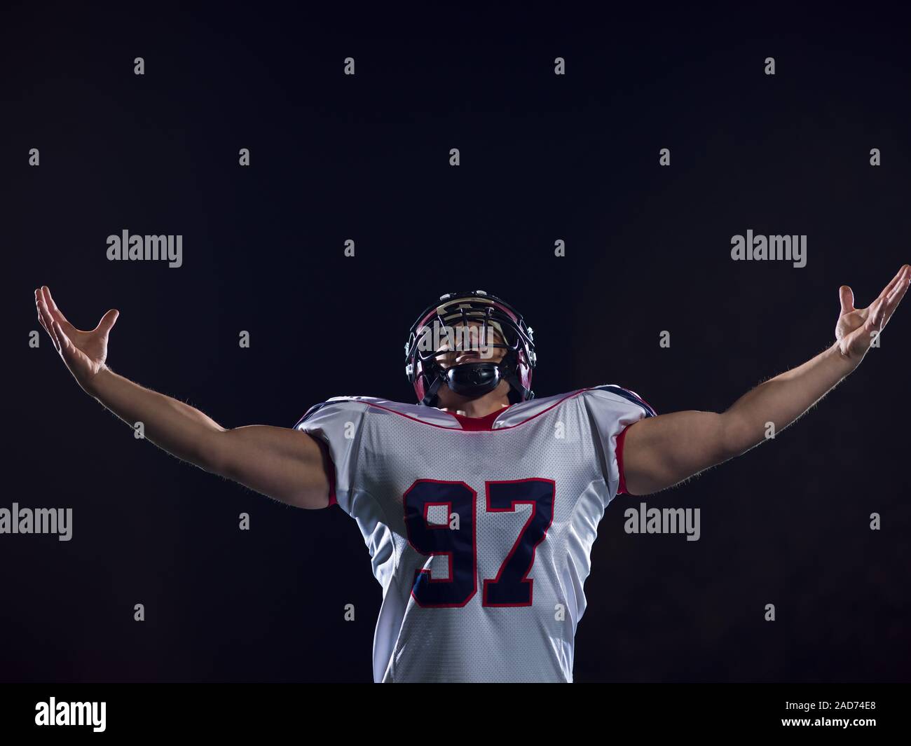 american football player celebrating after scoring a touchdown Stock ...