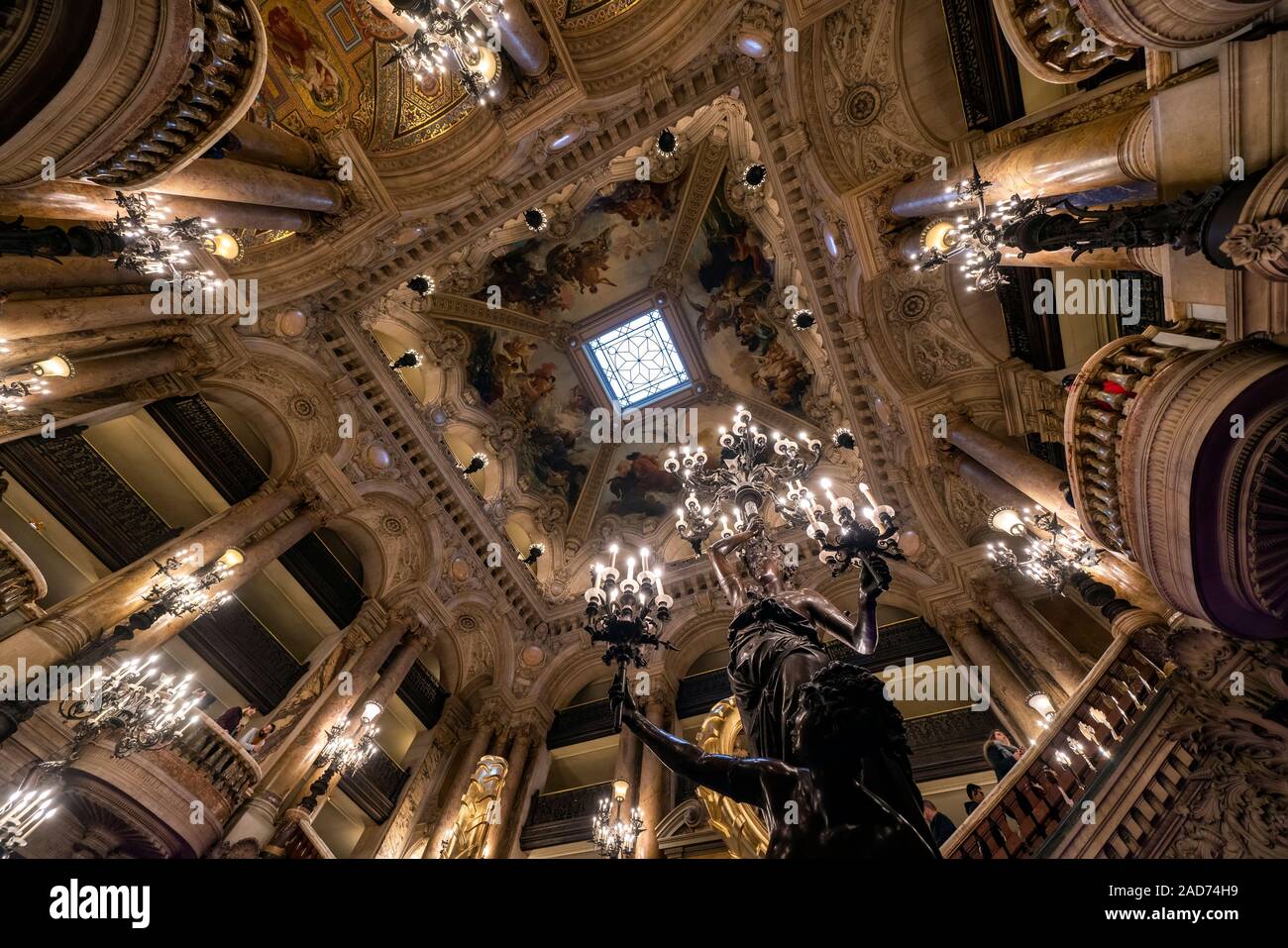 An interior view of Opera de Paris, Palais Garnier. It was built from ...