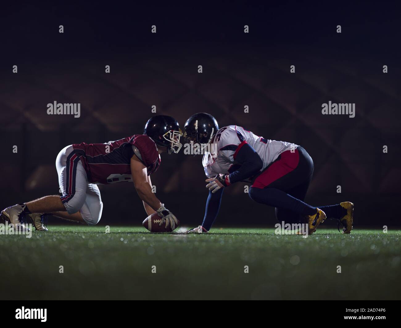 american football players are ready to start Stock Photo - Alamy