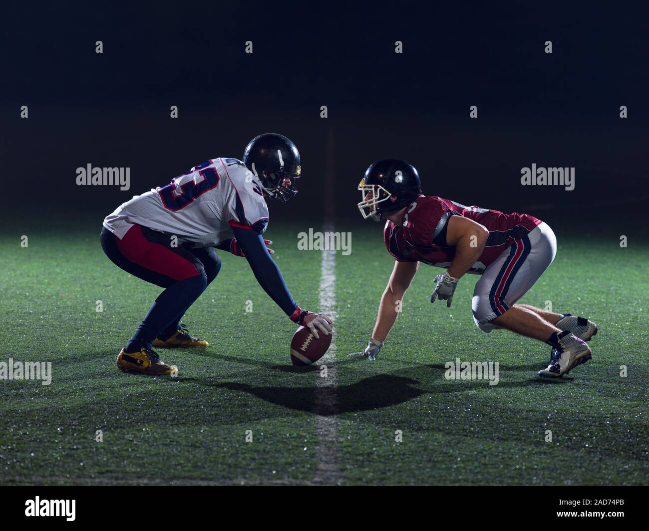 american football players are ready to start Stock Photo - Alamy