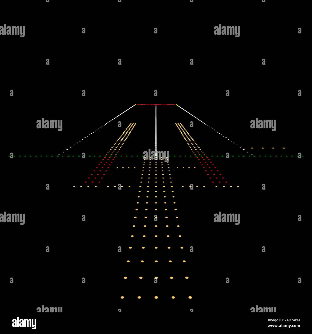 Luminous night landing lights Airport. Vector illustration Stock Vector ...