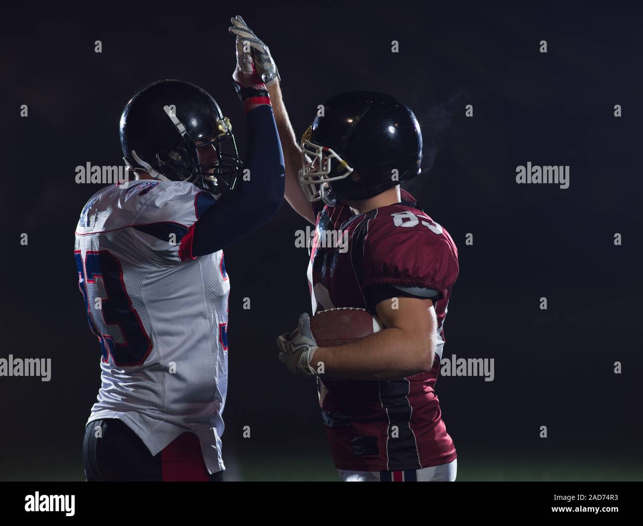 american football players celebrating after scoring a touchdown Stock ...