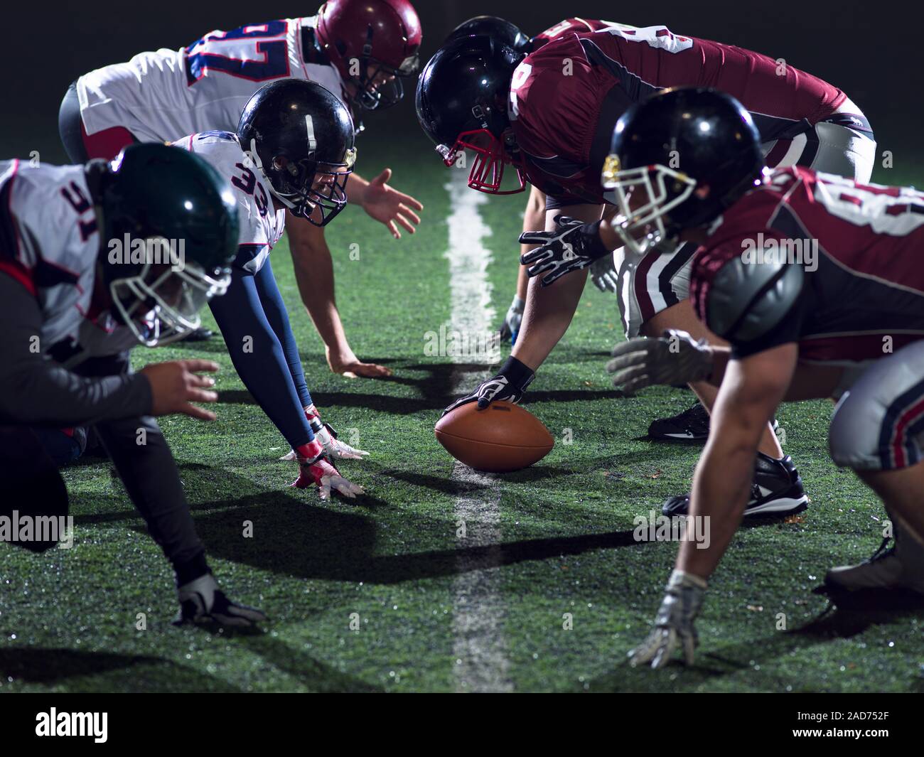 american football players are ready to start Stock Photo - Alamy