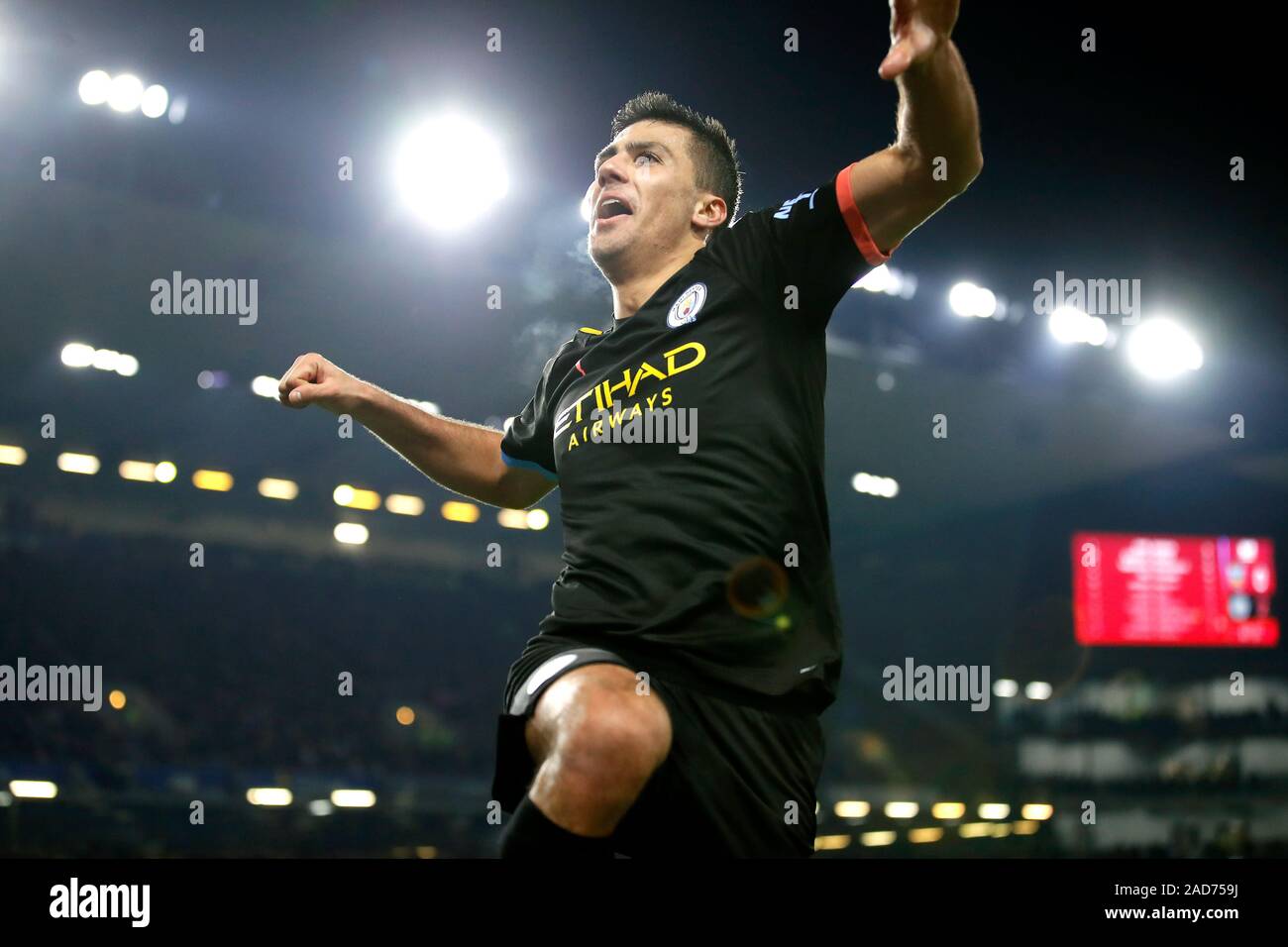 Manchester City's Rodrigo celebrates scoring his sides third goal ...