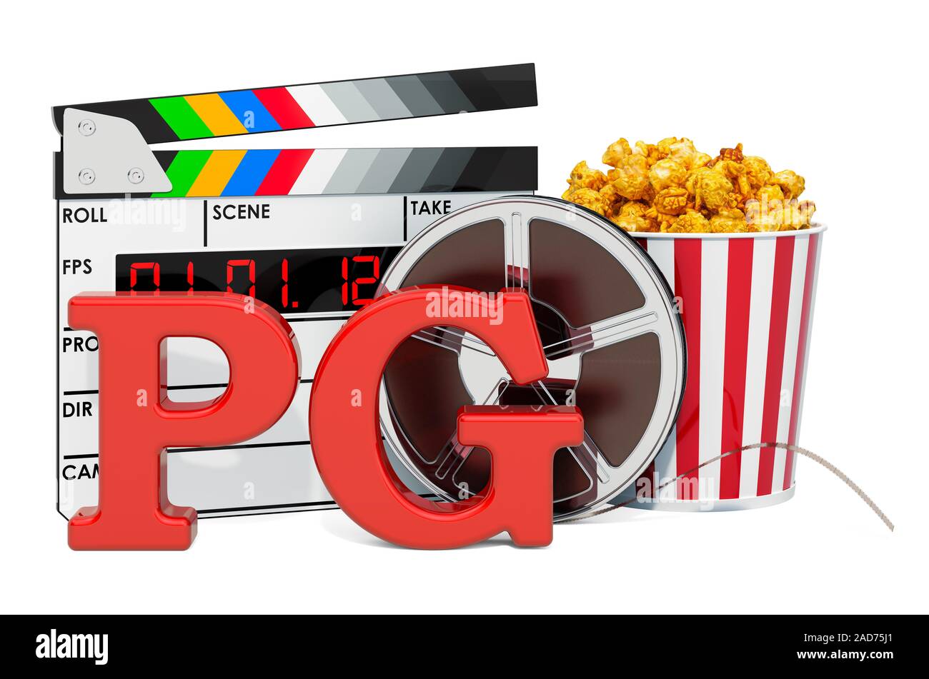 PG Guidance Suggested, film rating system concept. 3D rendering ...
