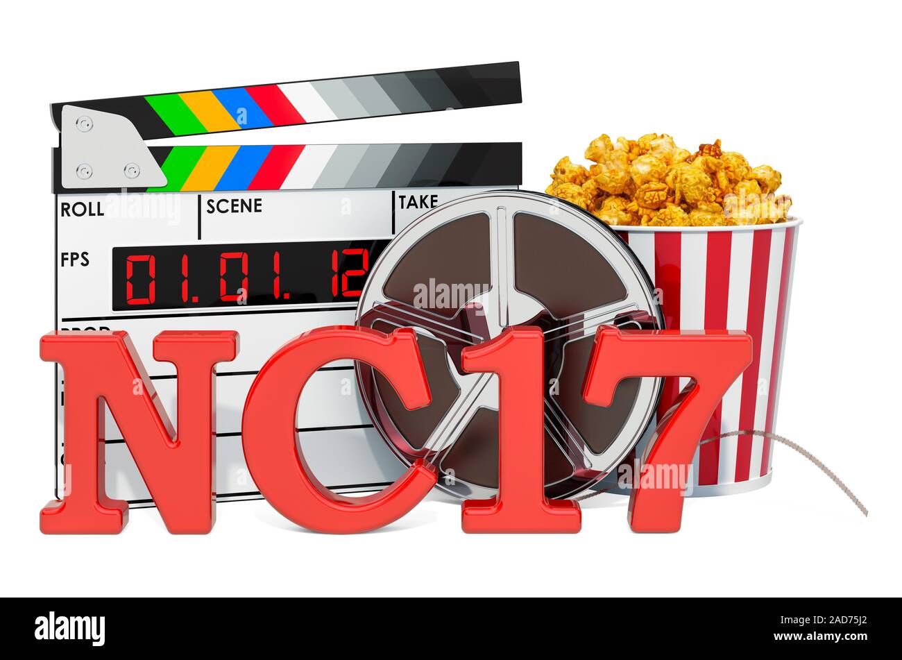 NC-17 Adults Only, film rating system concept. 3D rendering isolated on ...