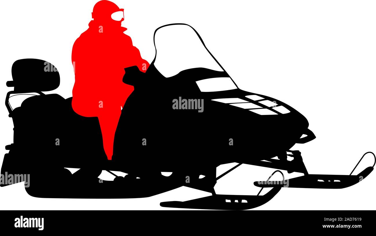 Silhouette snowmobile on white background. Vector illustration Stock ...