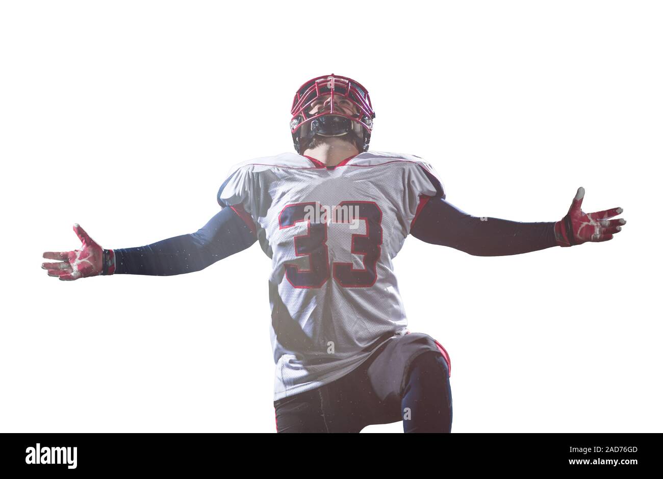 american football player celebrating after scoring a touchdown Stock ...