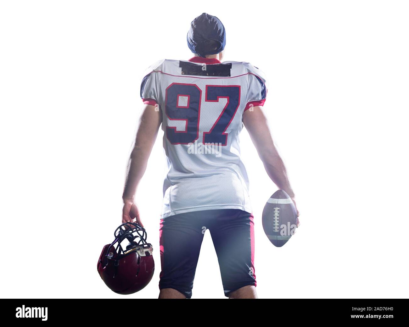 rear view of young confident American football player Stock Photo - Alamy