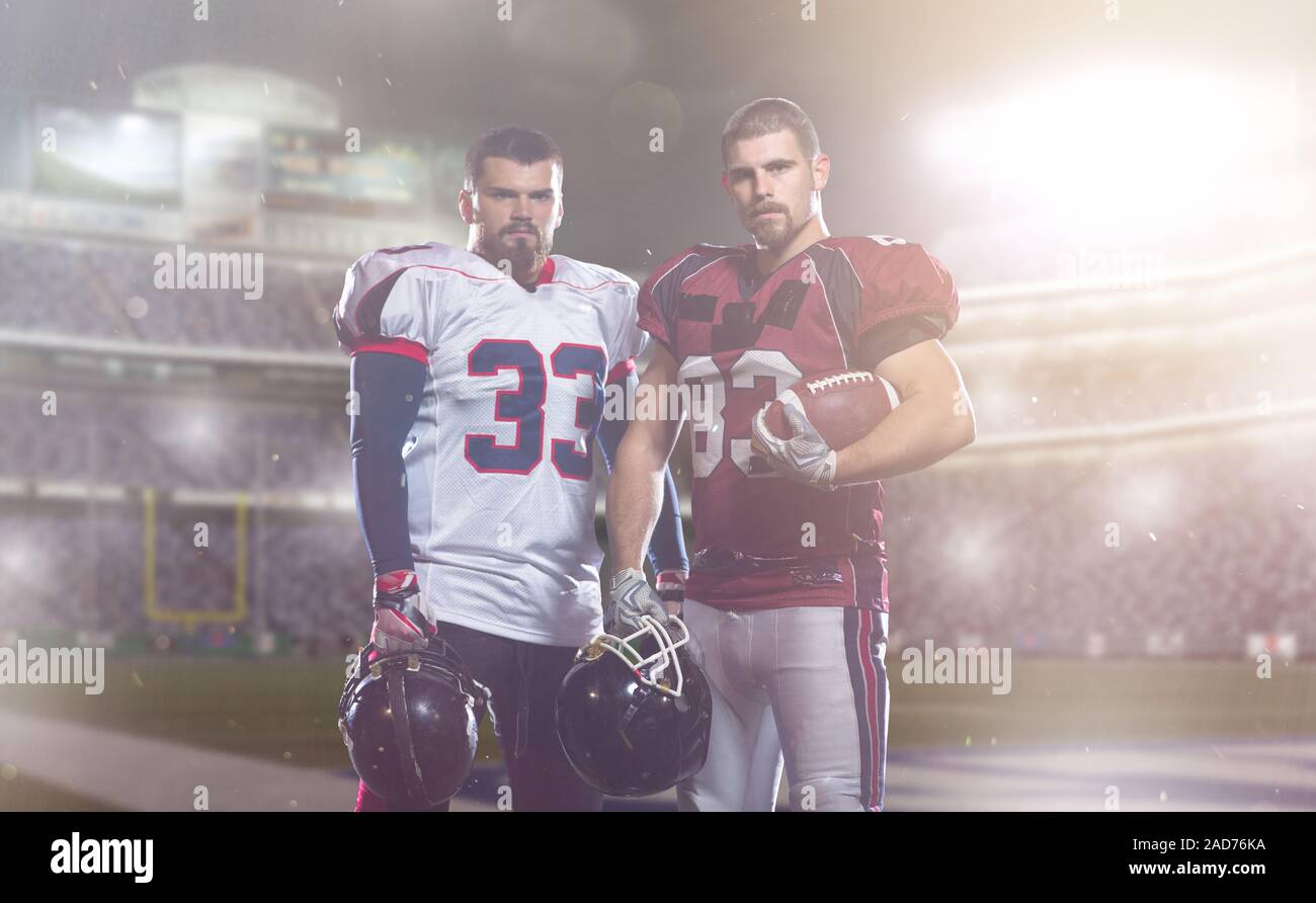 portrait of confident American football players Stock Photo - Alamy