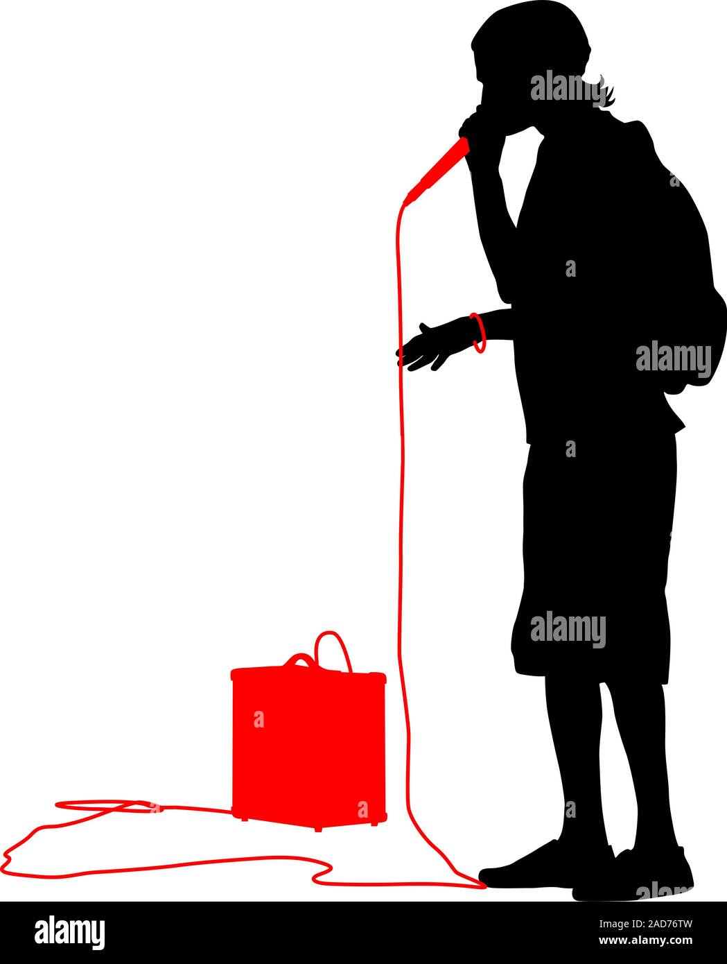 Silhouette of the guy beatbox with a microphone. Vector illustration ...