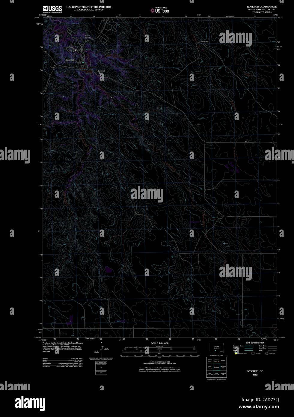 Map of rosebud south dakota hi-res stock photography and images - Alamy