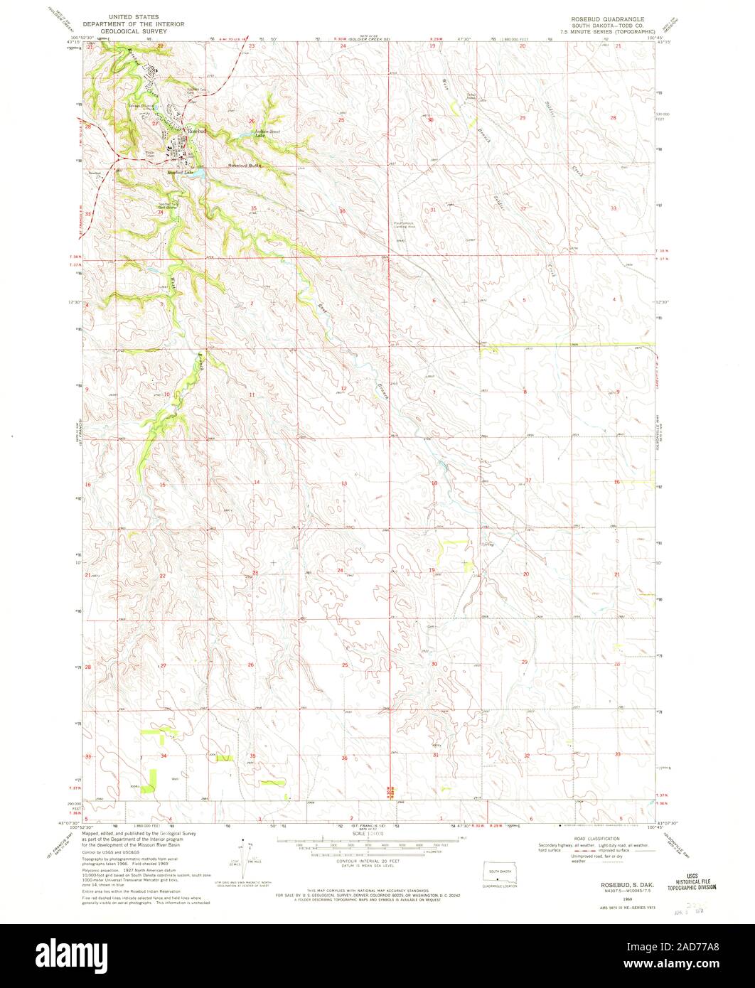 Rosebud south dakota map hi-res stock photography and images - Alamy