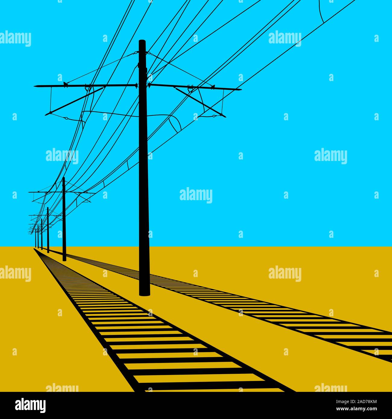 Railroad overhead lines. Contact wire. Vector illustration Stock Vector ...