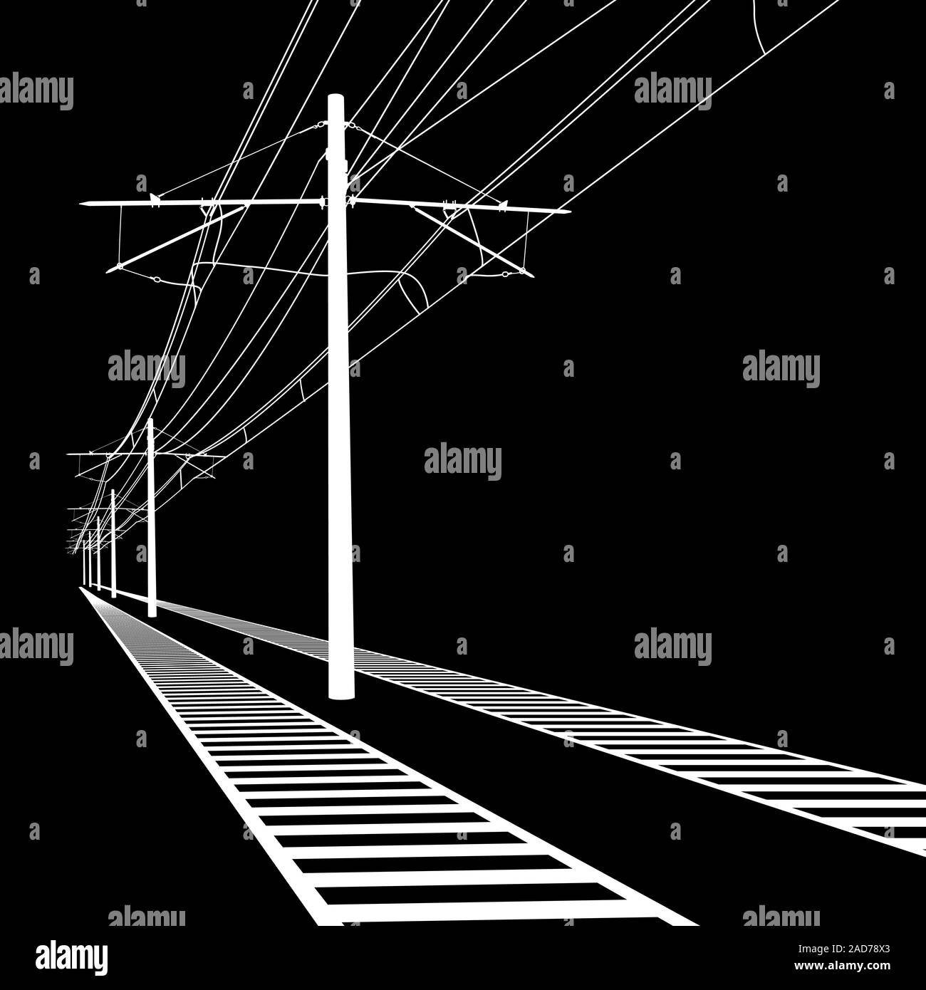 Railroad overhead lines. Contact wire. Vector illustration Stock Vector ...