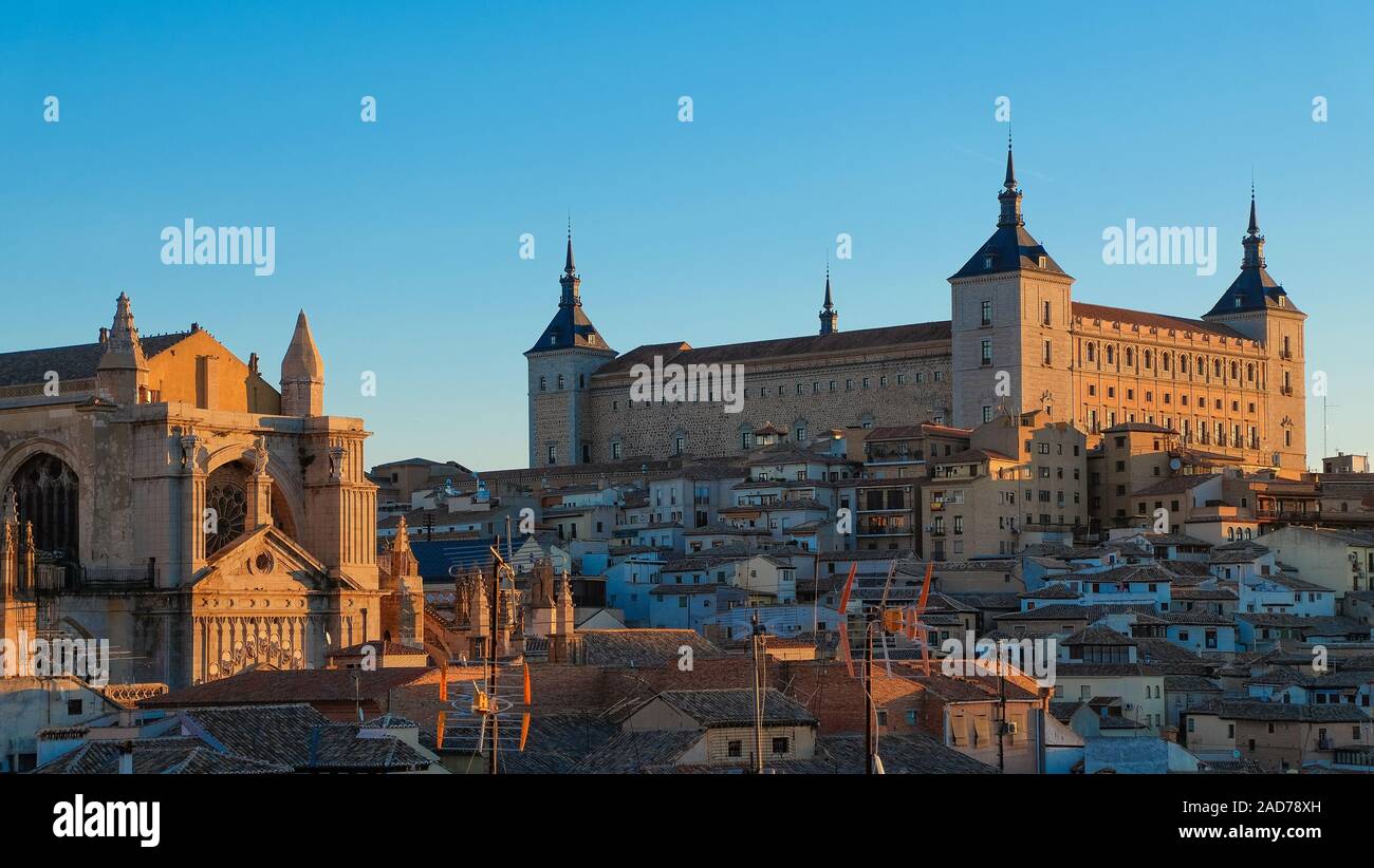 Alcázar of Toledo, a beautiful medieval town in Spain and he capital of ...