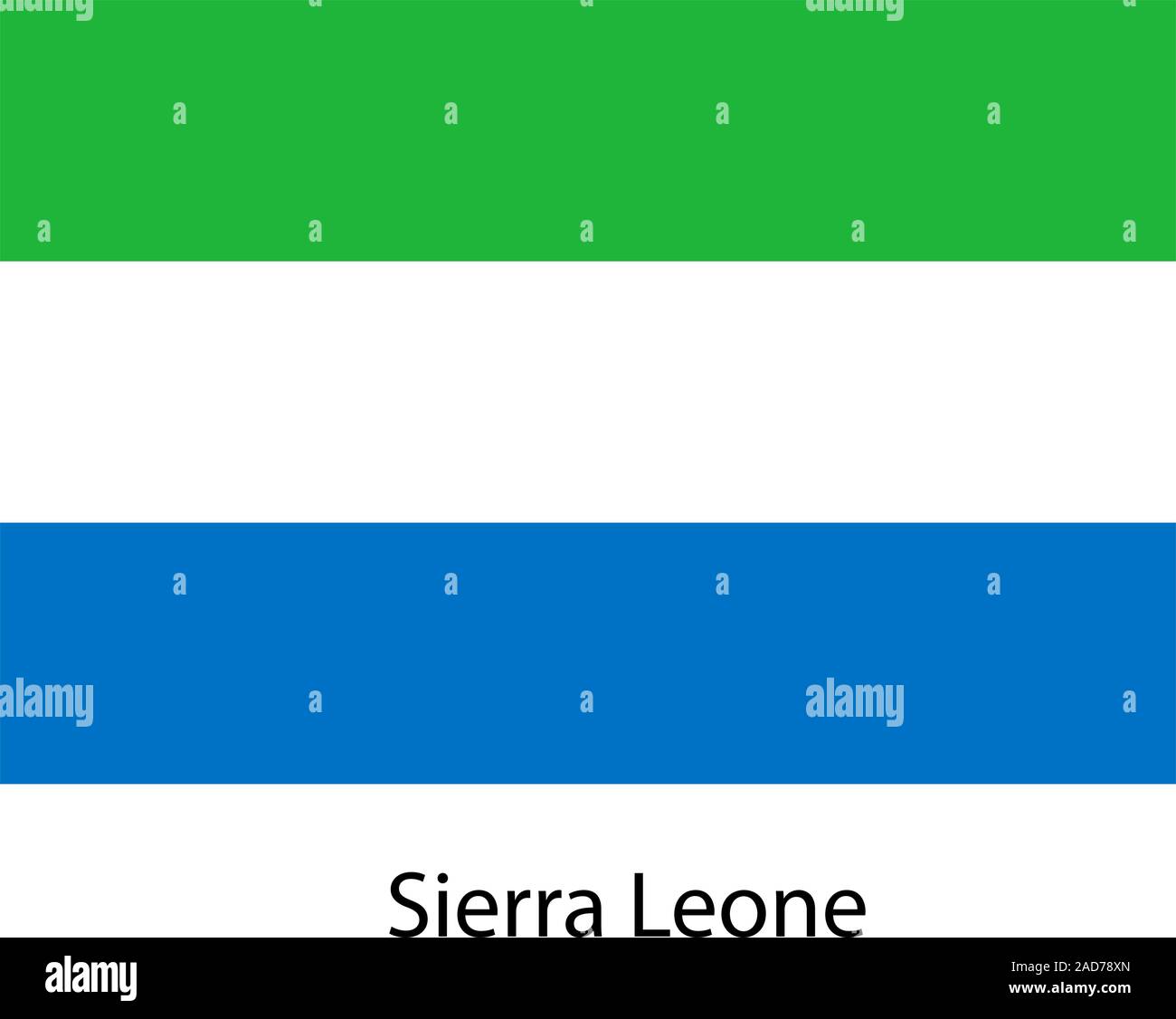 Flag of the country sierra leone. Vector illustration. Exact colors ...