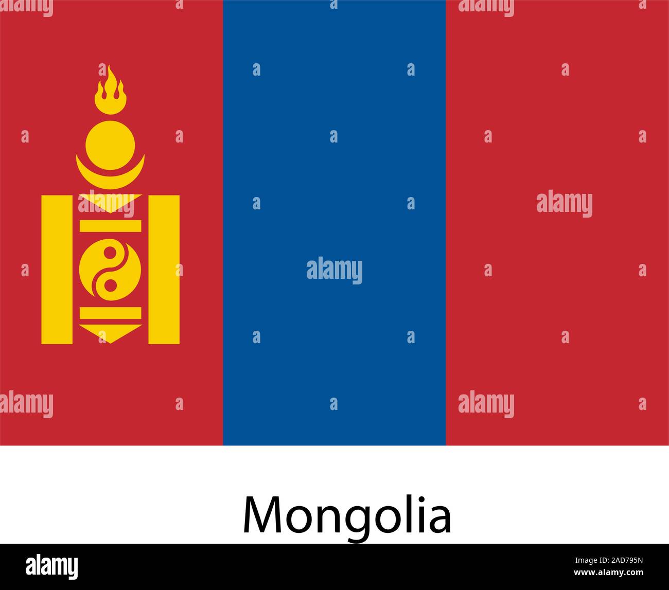 Flag of the country mongolia. Vector illustration. Exact colors Stock ...