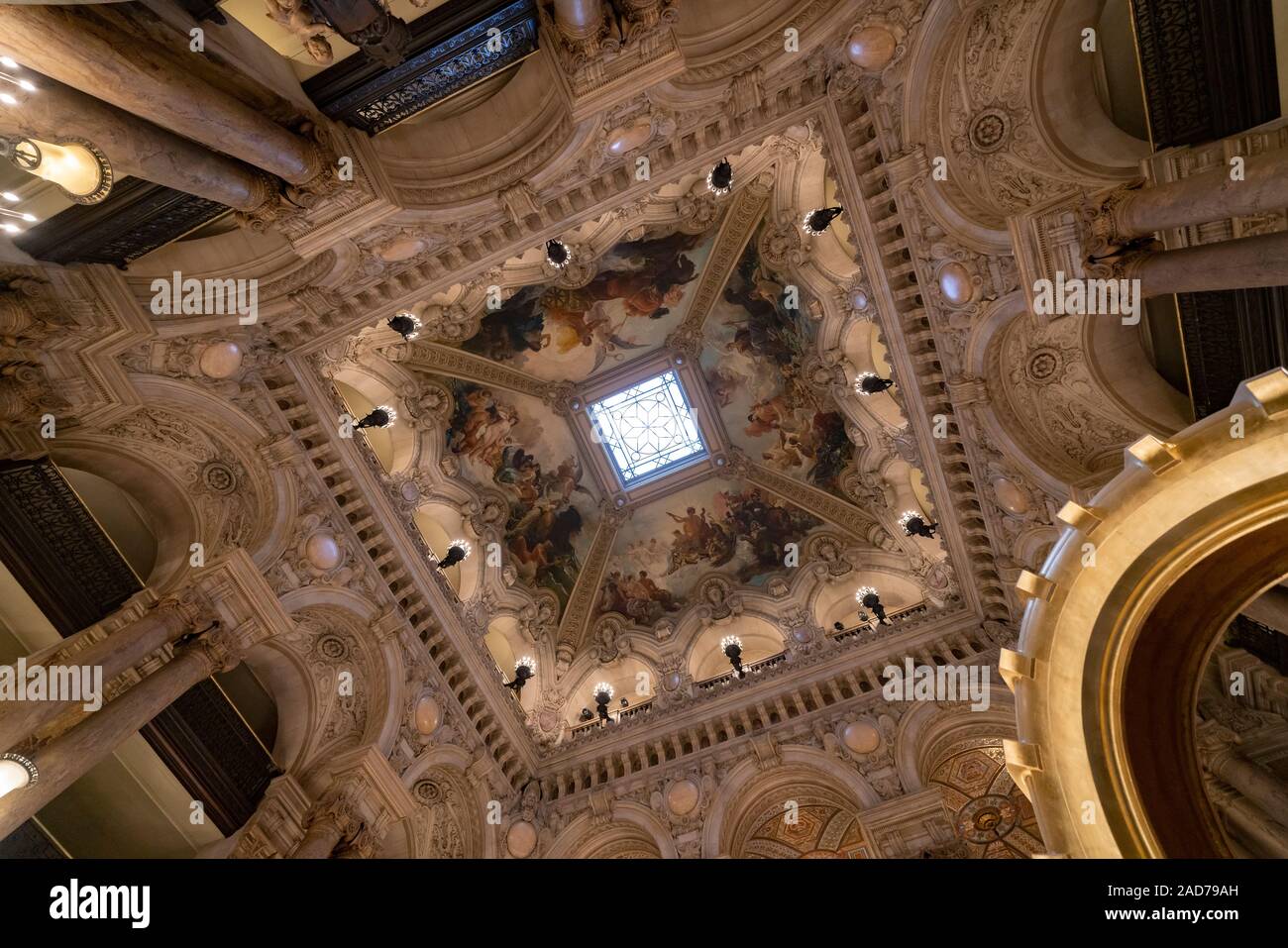 An interior view of Opera de Paris, Palais Garnier. It was built from ...