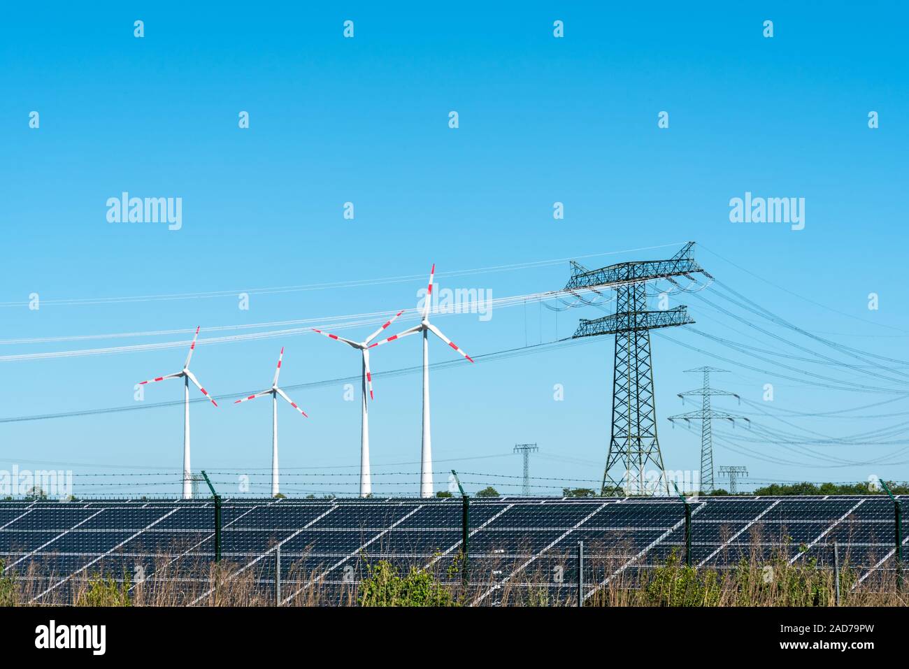 Renewable energy and transmission lines seen in Germany Stock Photo - Alamy