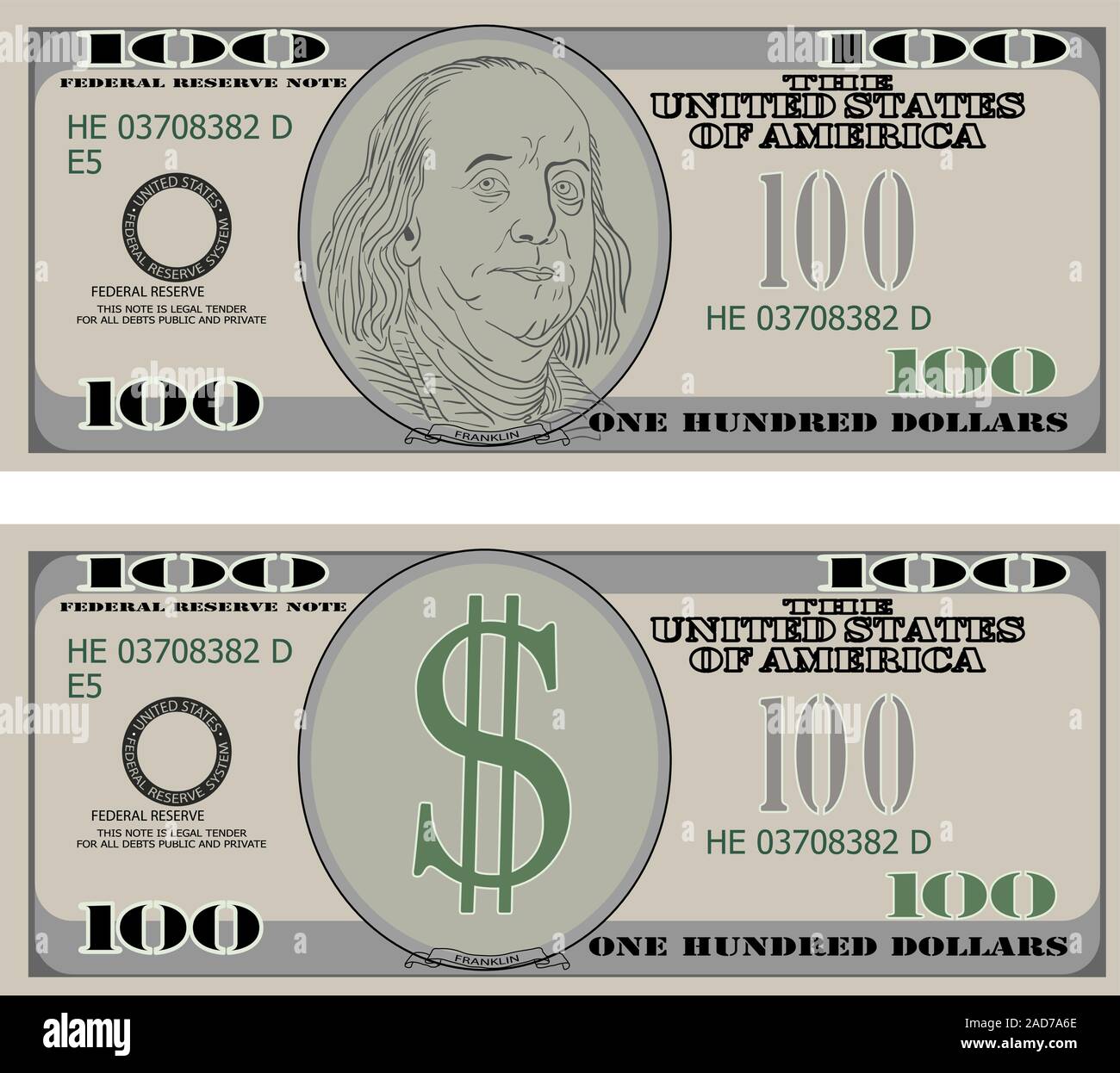 Hundred dollar bank notes. Vector illustration Stock Vector Image & Art ...