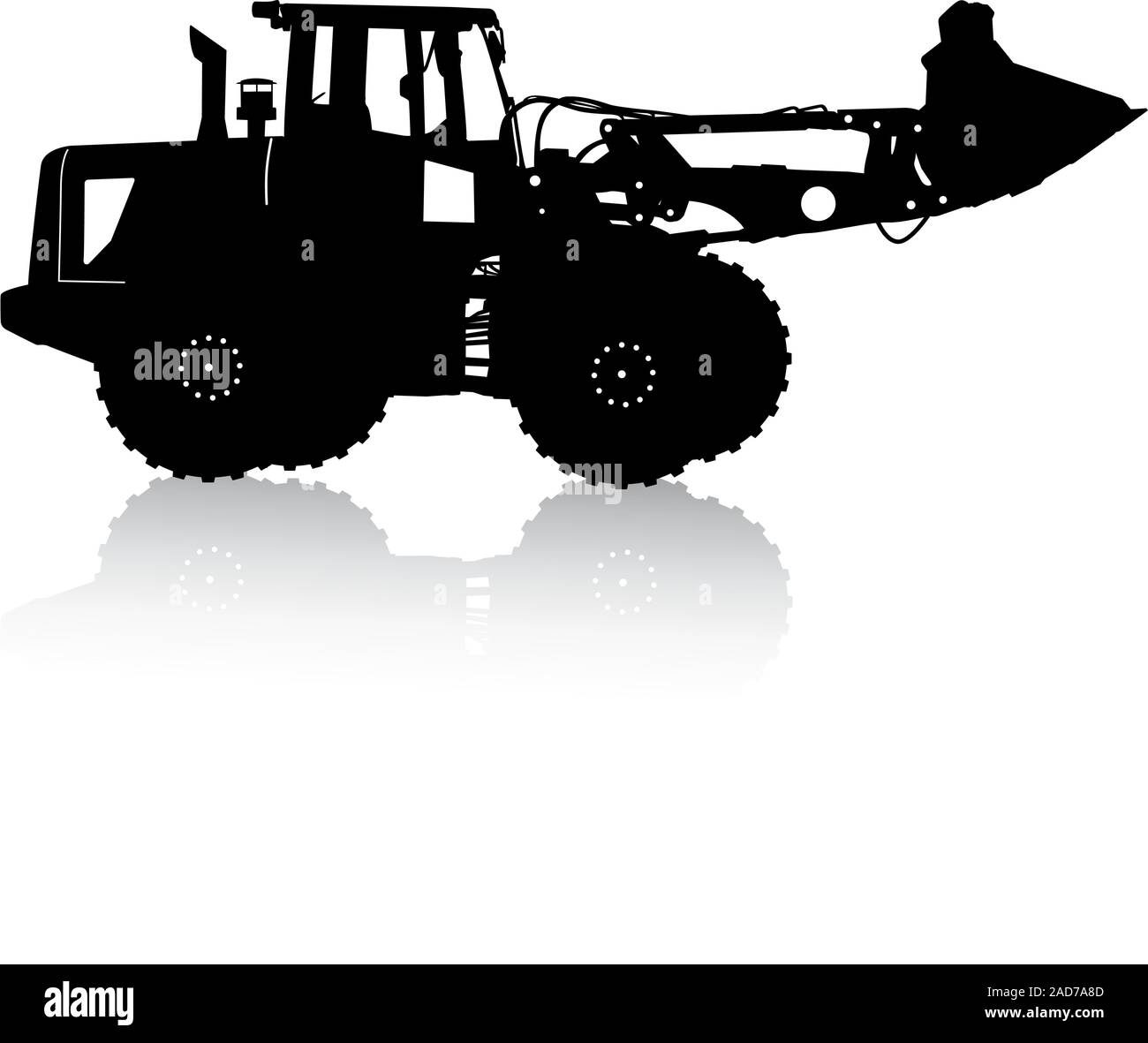 Silhouette of a heavy loaders with a ladle. Vector illustration Stock ...