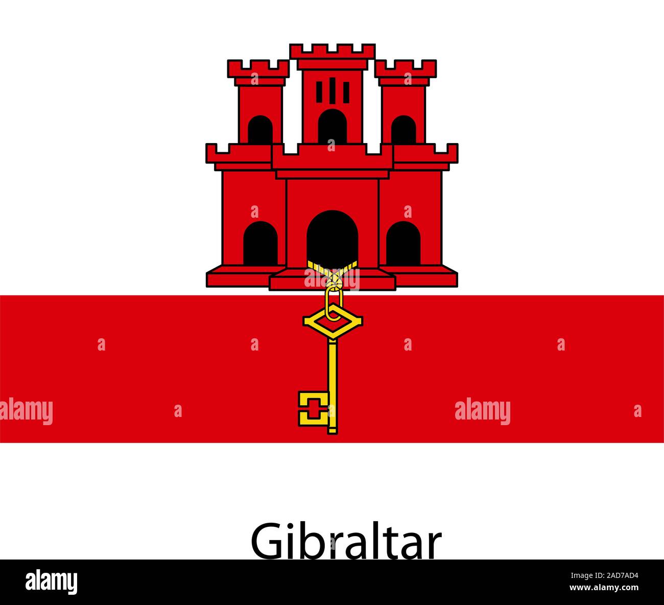 Flag of the country gibraltar. Vector illustration. Exact colors Stock ...