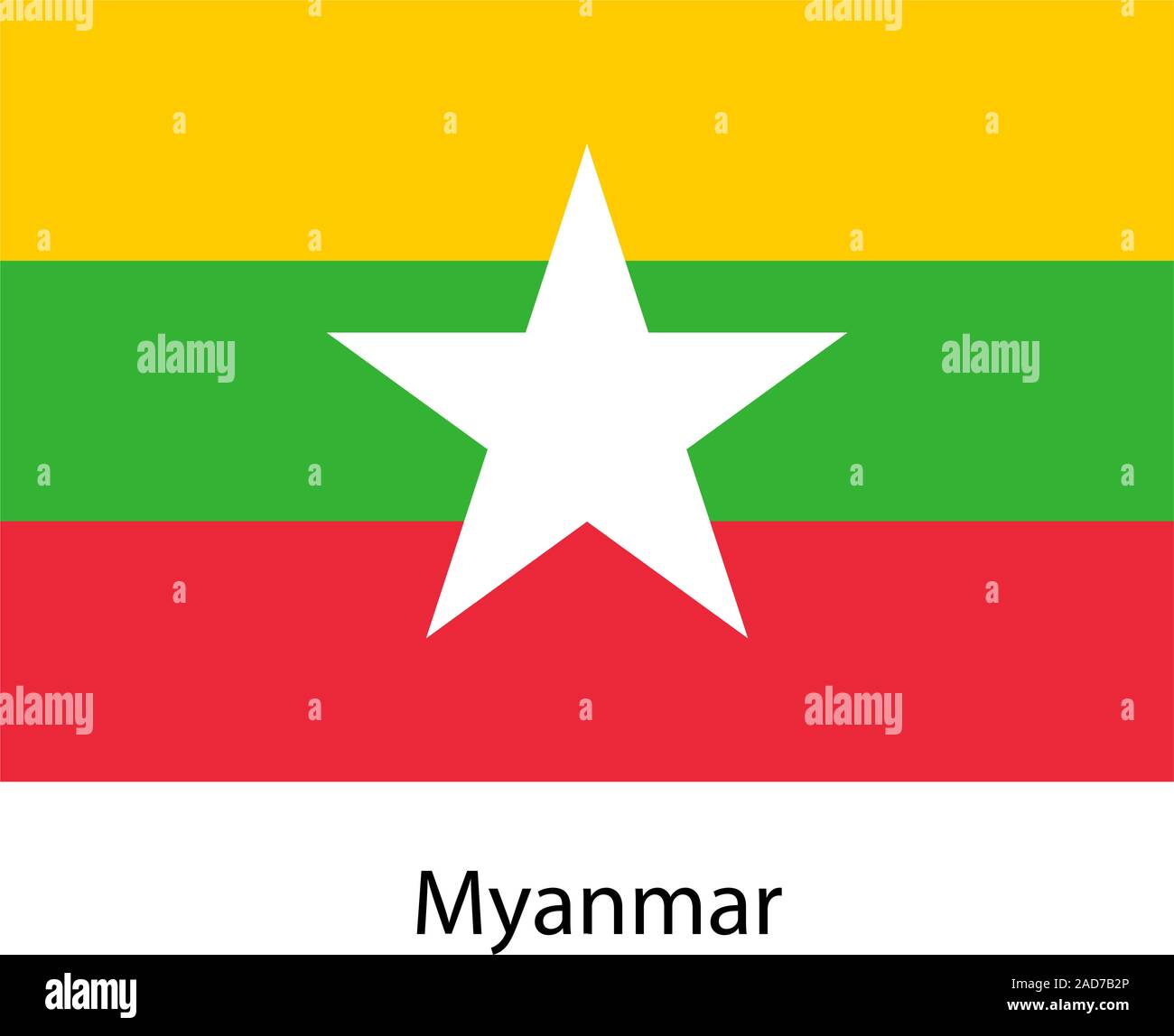 Flag of the country myanmar. Vector illustration. Exact colors Stock ...