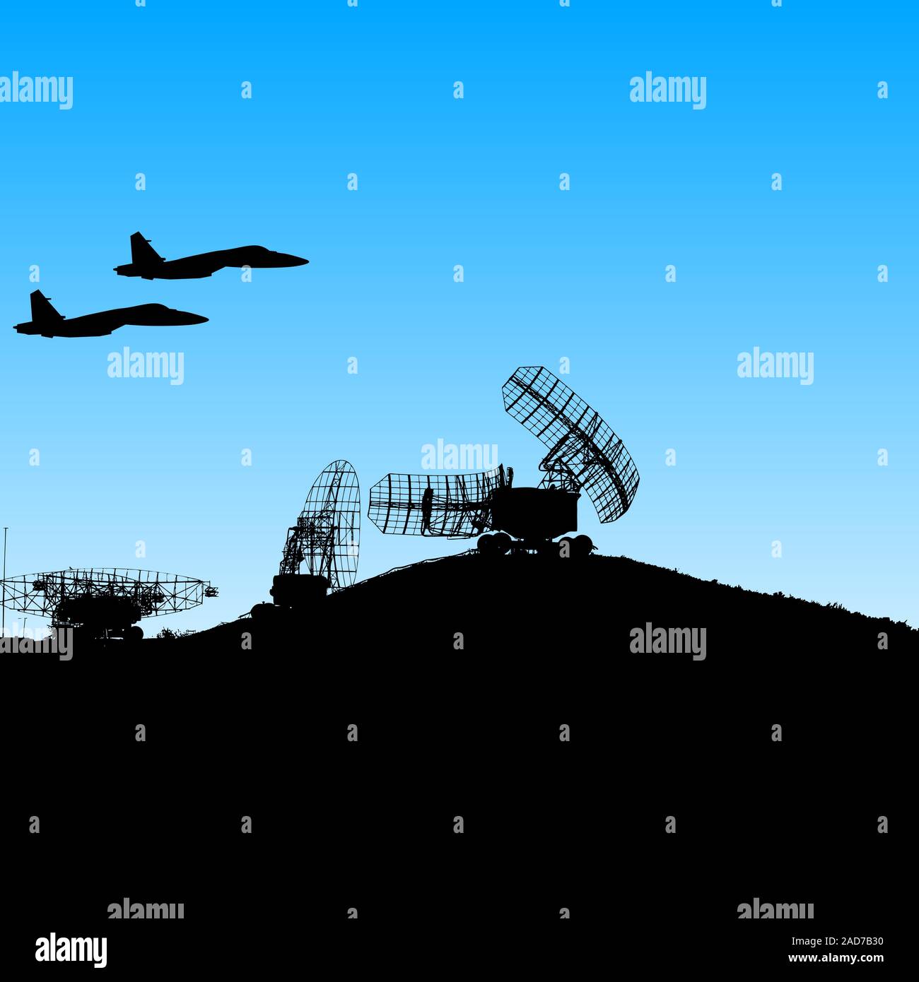 Silhouette military radar dish. Vector illustration Stock Vector Image ...