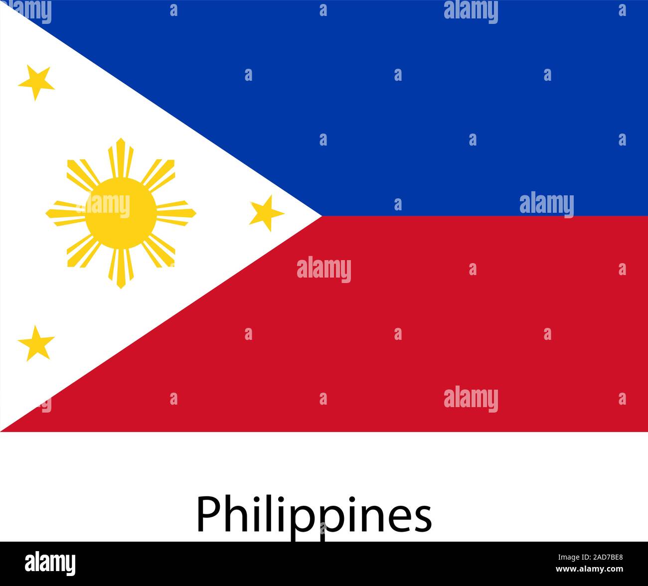 Flag of the country philippines. Vector illustration. Exact colors ...