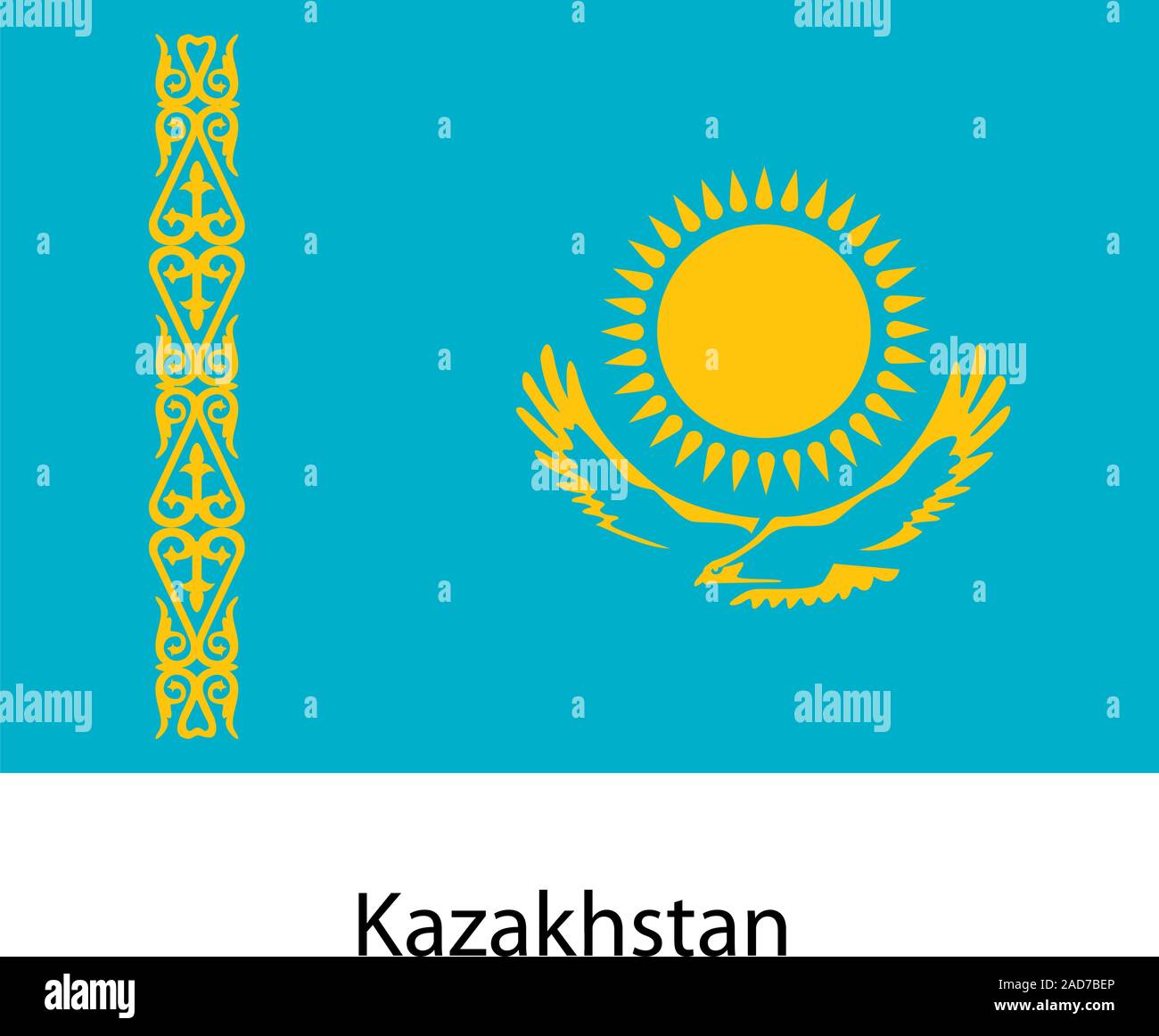 Flag of the country kazakhstan. Vector illustration. Exact colors Stock ...