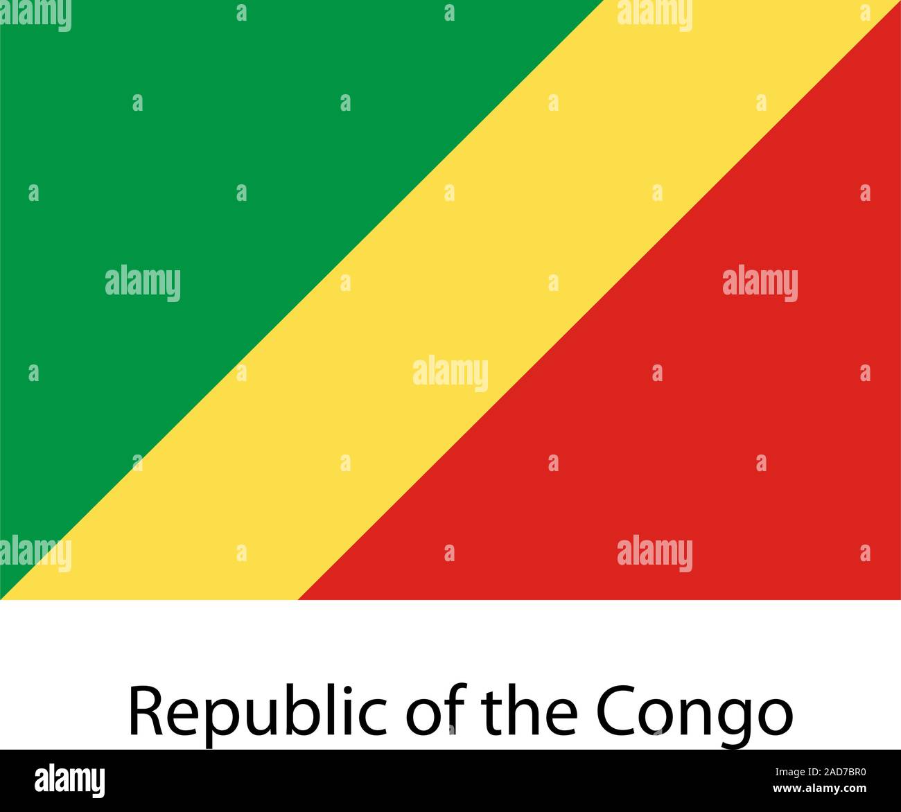 Flag of the country republic congo. Vector illustration. Exact colors ...