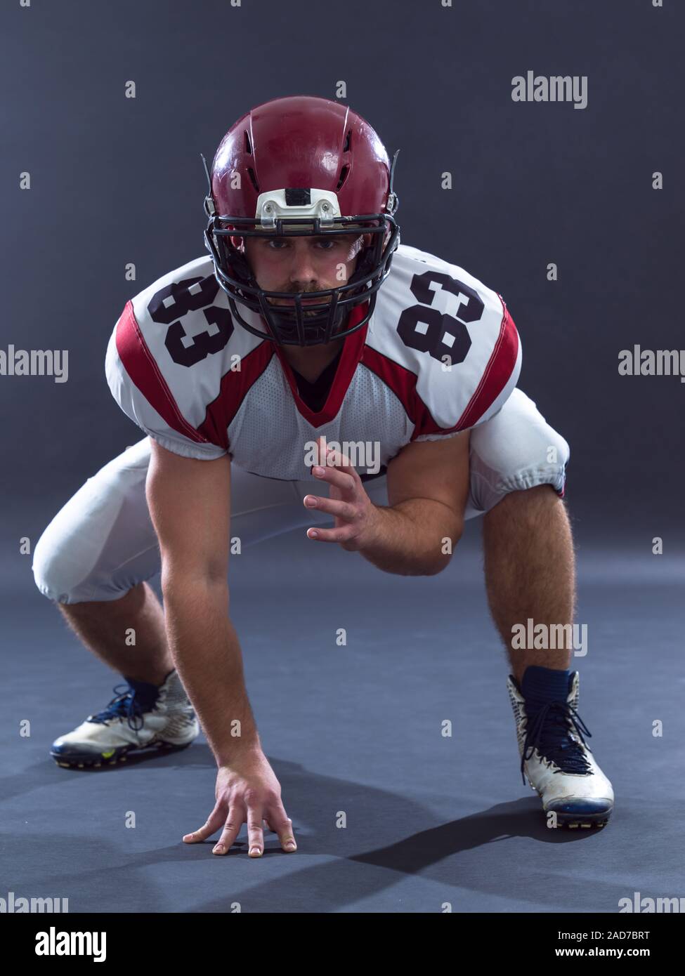 American football player getting ready before starting Stock Photo - Alamy