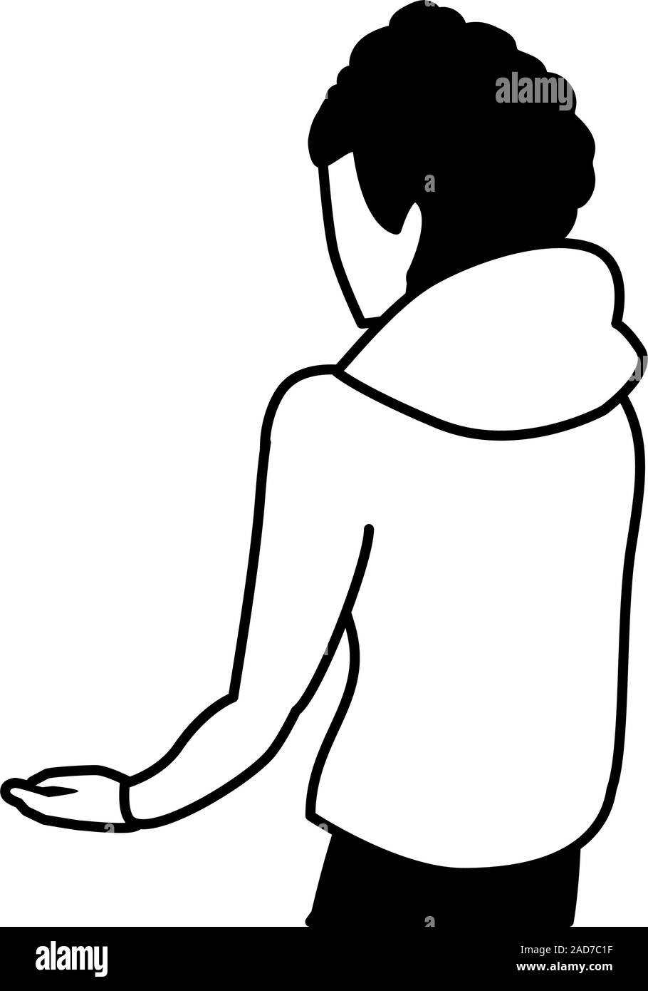 young man of back position on white background vector illustration ...