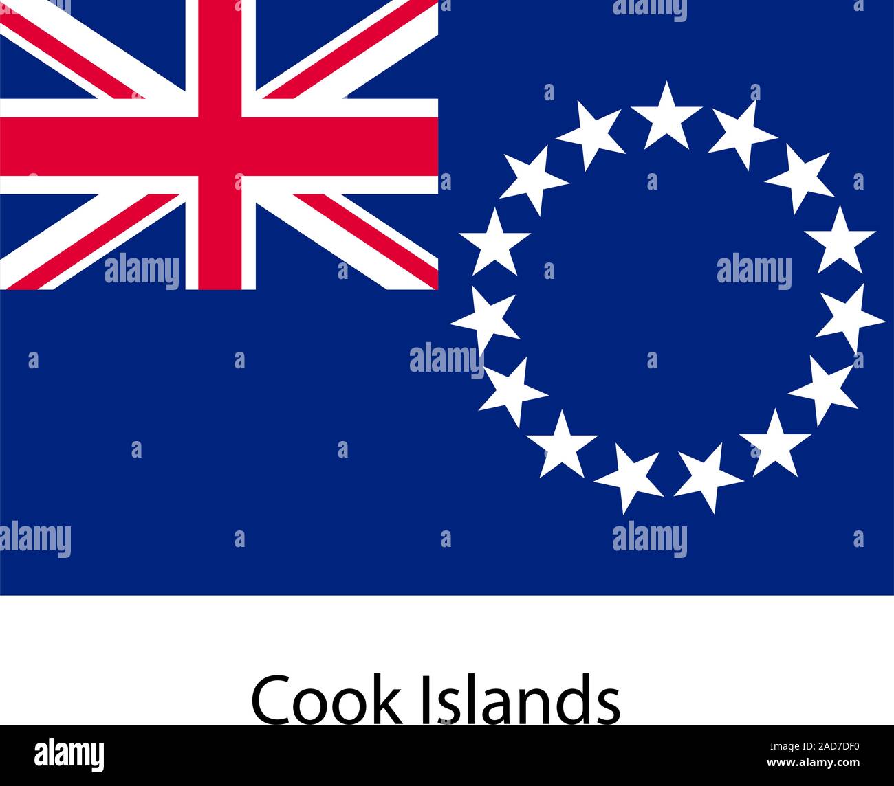 Flag of the country cook islands. Vector illustration. Exact colors ...