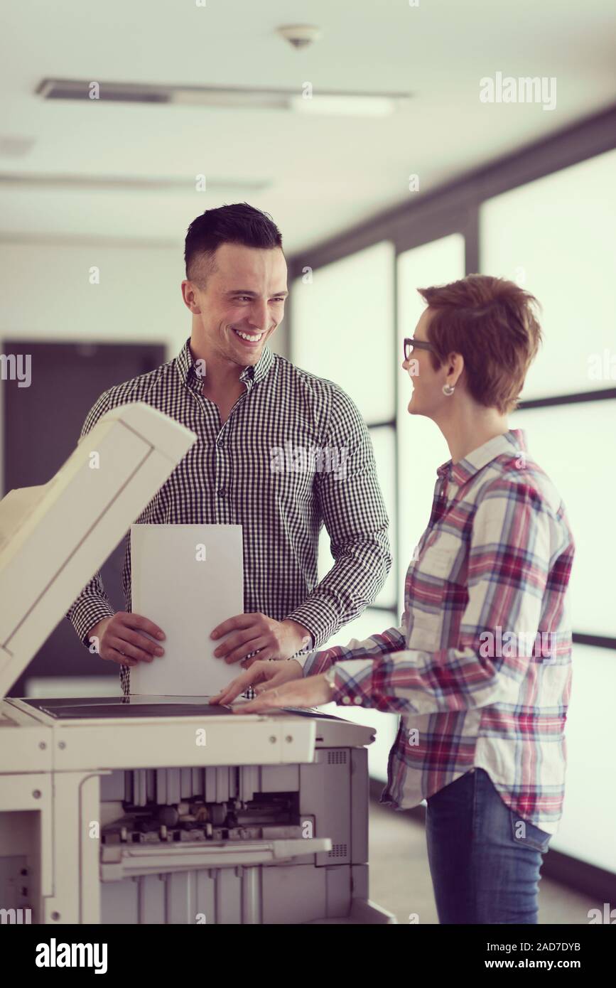 Business couple copy documents Stock Photo - Alamy