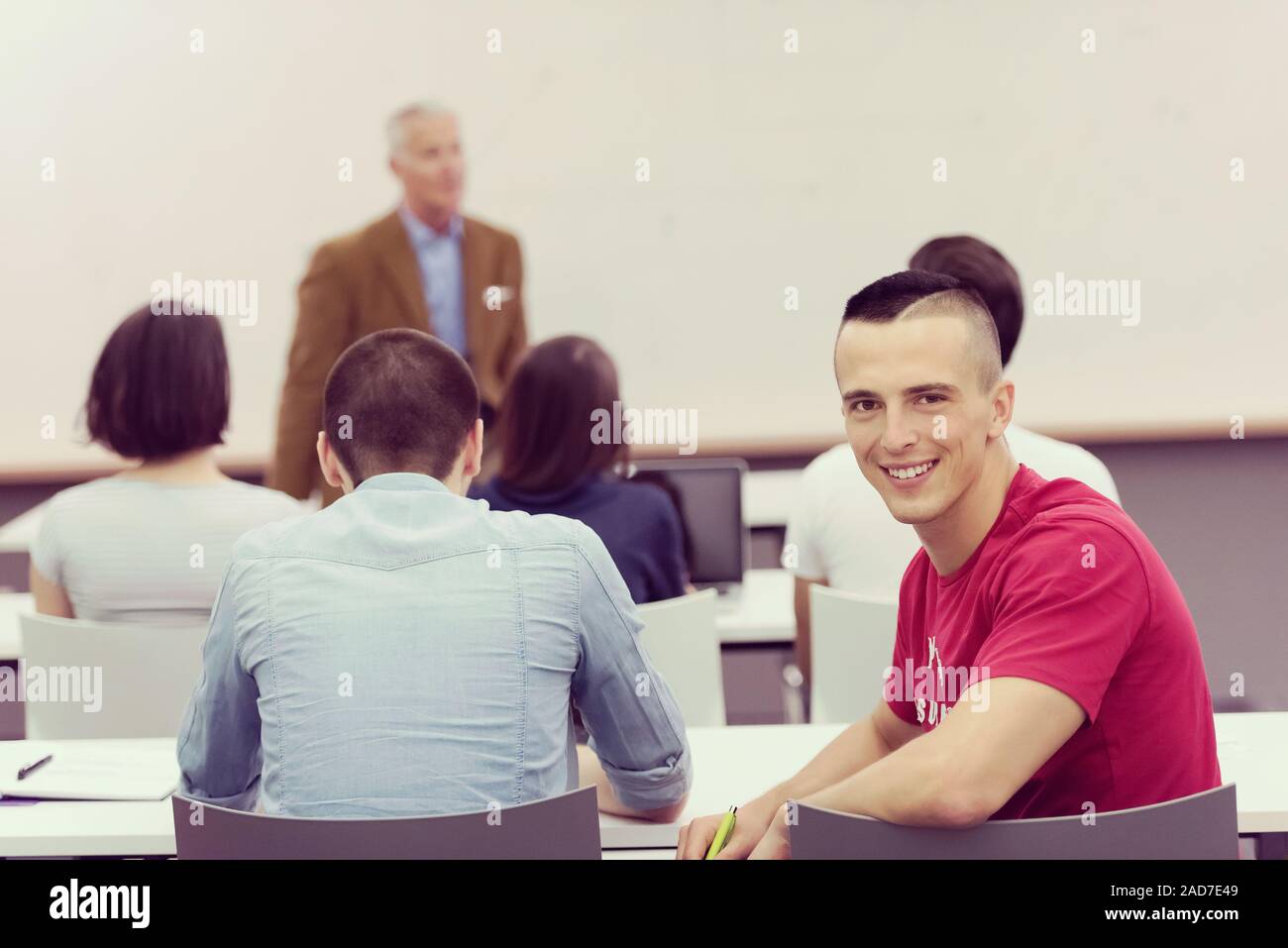 technology students group in computer lab school classroom Stock Photo ...