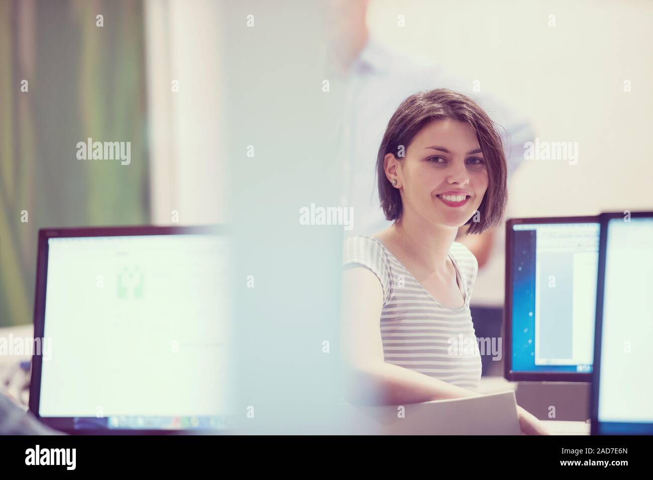 technology students group in computer lab school classroom Stock Photo ...
