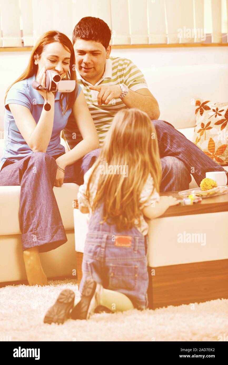 happy family special moments on video Stock Photo - Alamy