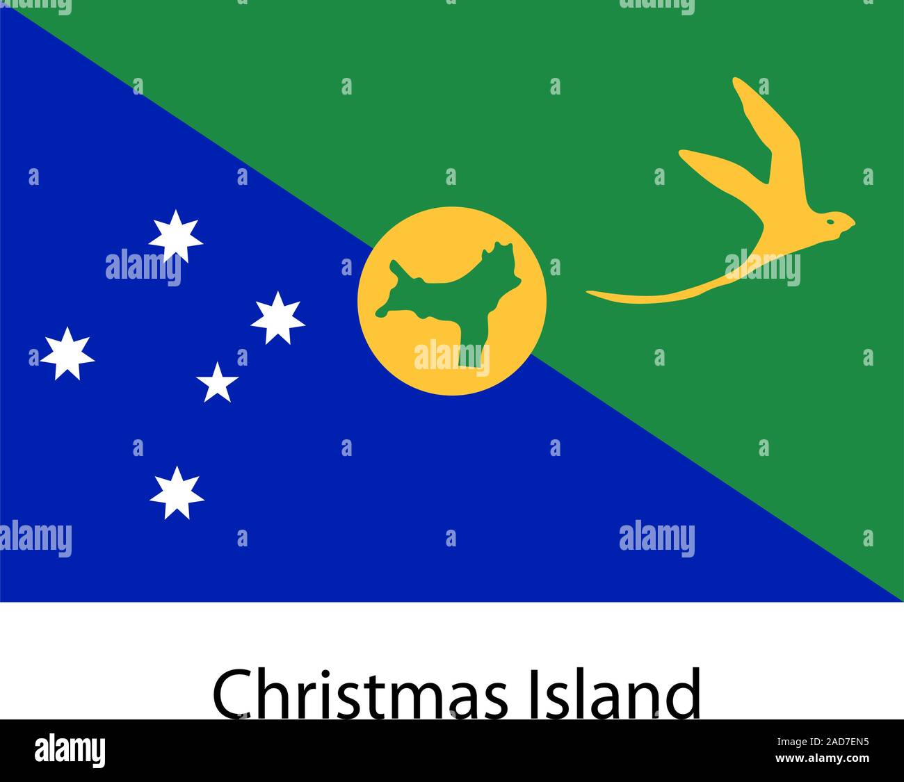 Flag of the country christmas island. Vector illustration. Exact colors ...