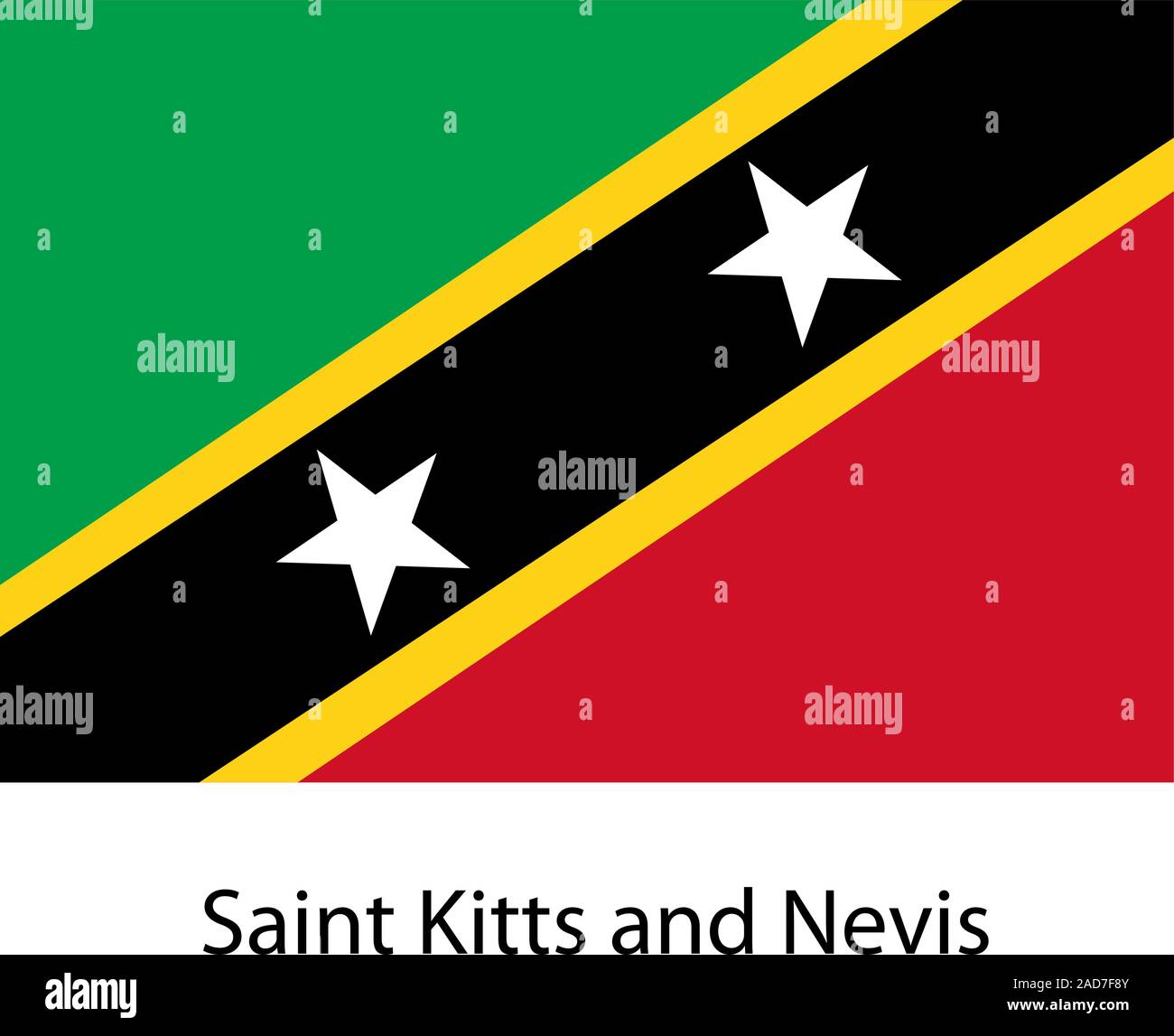 Flag of the country saint kitts and nevis. Vector illustration. Exact ...