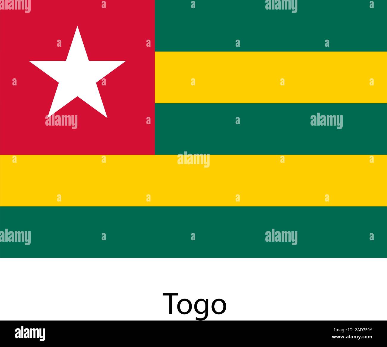 Flag of the country togo. Vector illustration. Exact colors Stock ...
