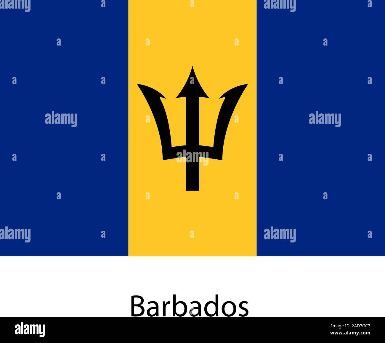 Flag of the country barbados. Vector illustration. Exact colors Stock ...