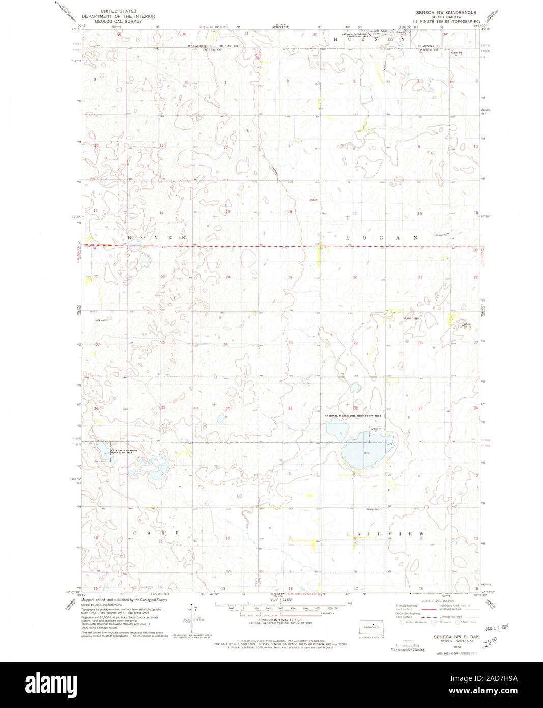 Map of seneca south dakota hi-res stock photography and images - Alamy