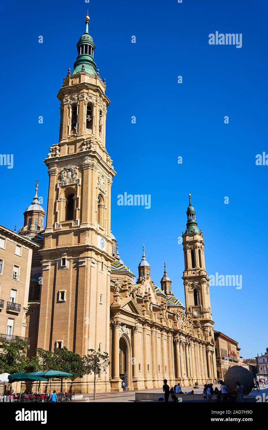 The Basilica of our lady of the Pilar in Zaragoza during the daytime ...
