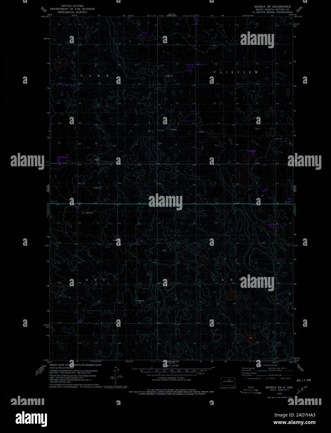 Map of seneca south dakota hi-res stock photography and images - Alamy