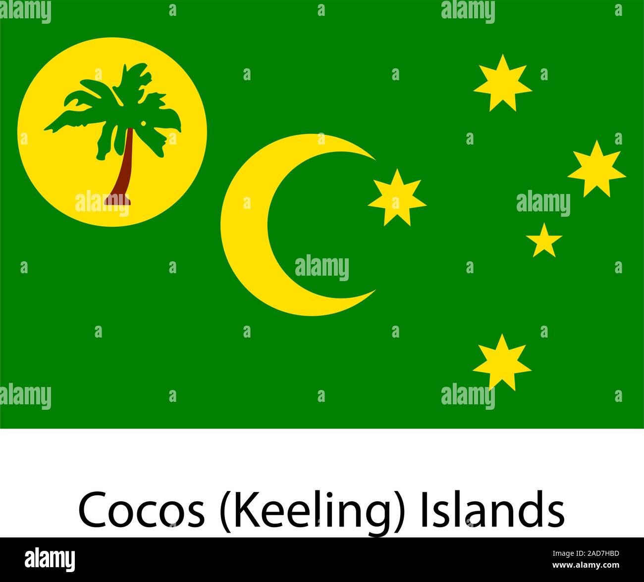 Flag of the country cocos islands. Vector illustration. Exact colors ...