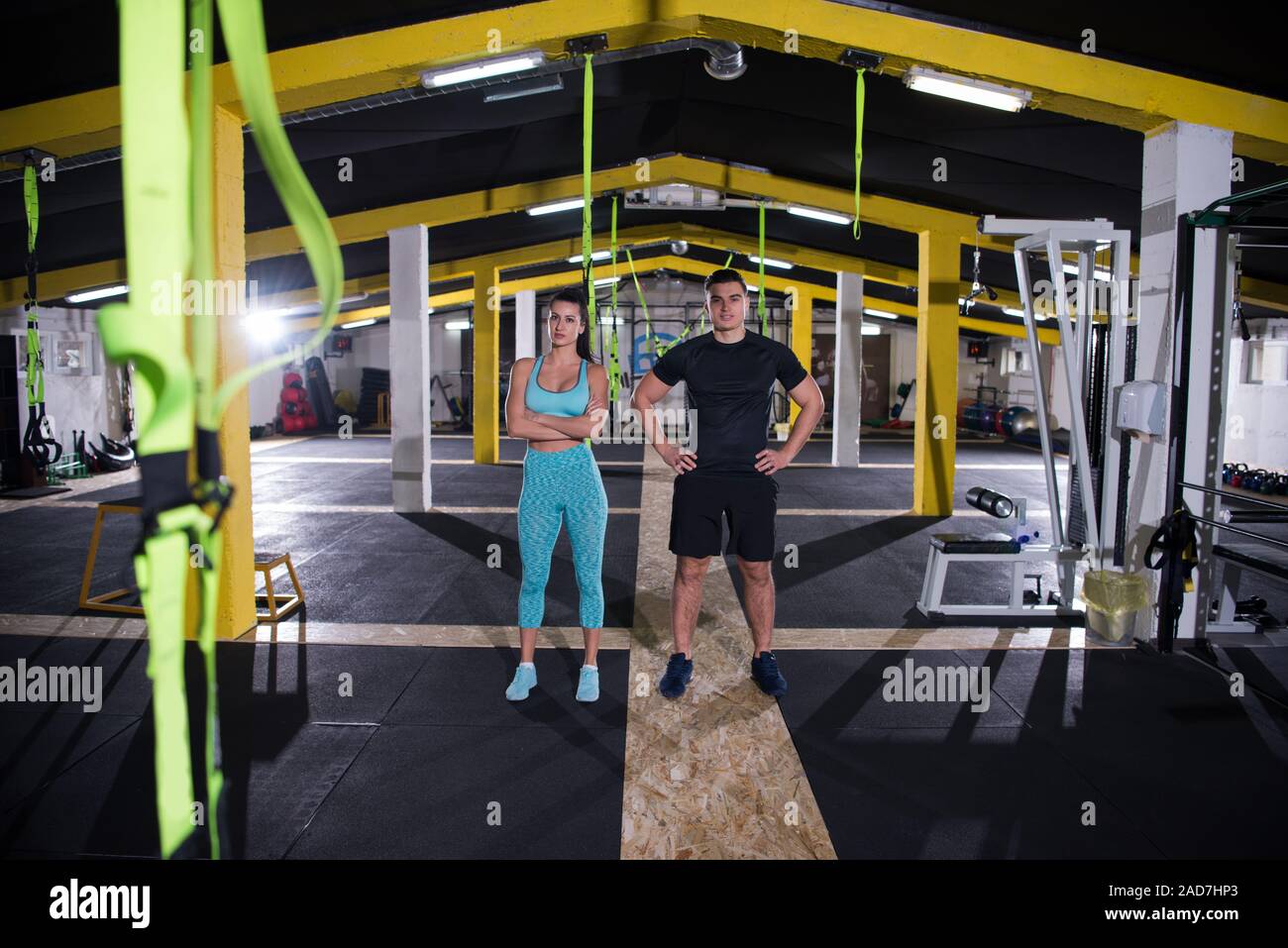 portrait of athletes at cross fitness gym Stock Photo - Alamy