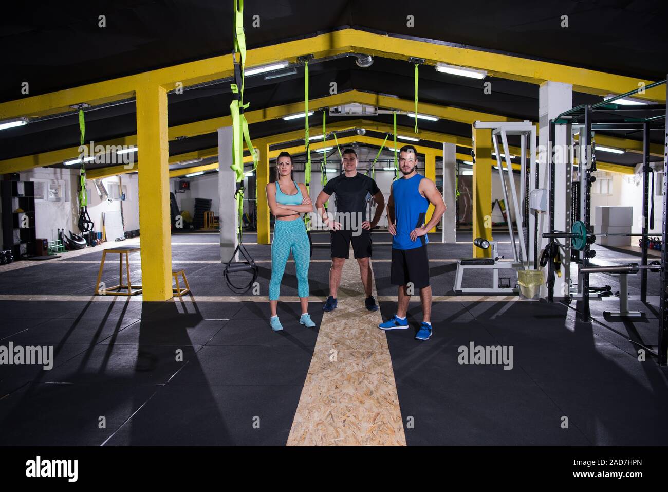 portrait of athletes at cross fitness gym Stock Photo - Alamy